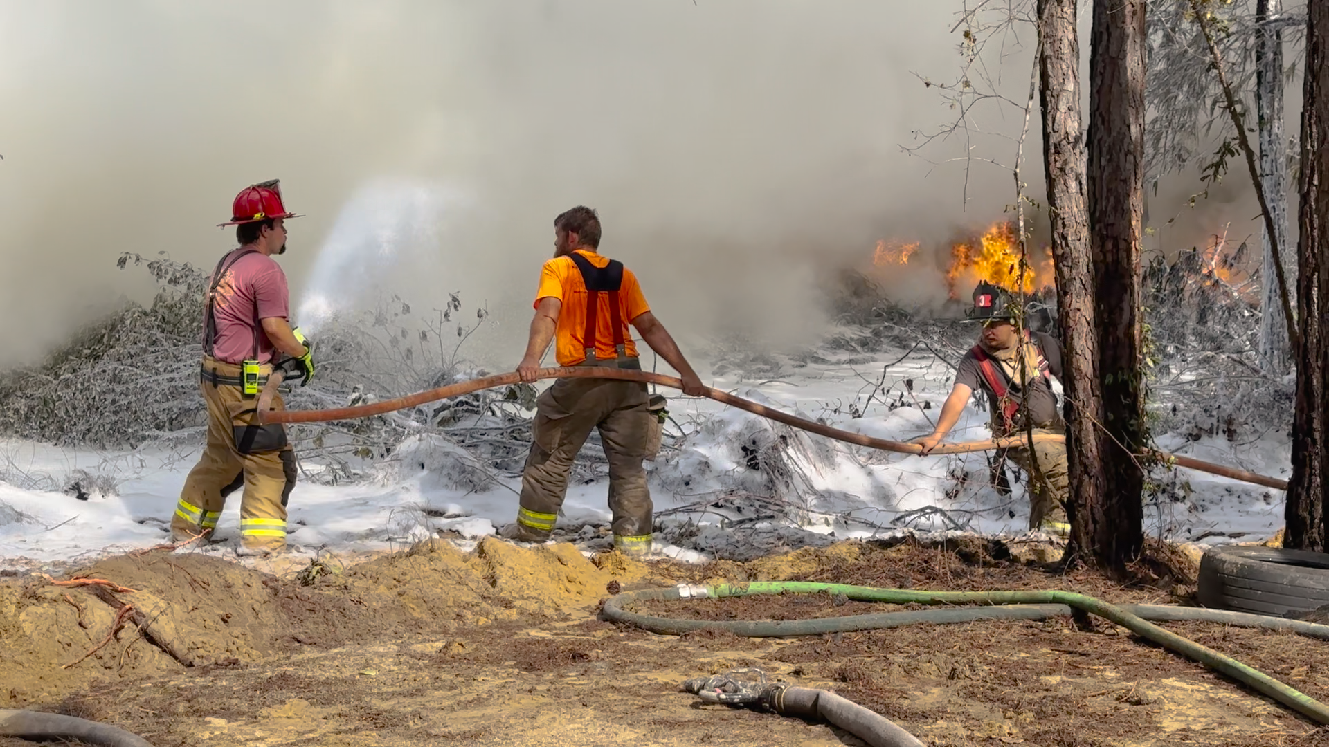 Large fire containing tires burning in Montgomery County, multiple ...